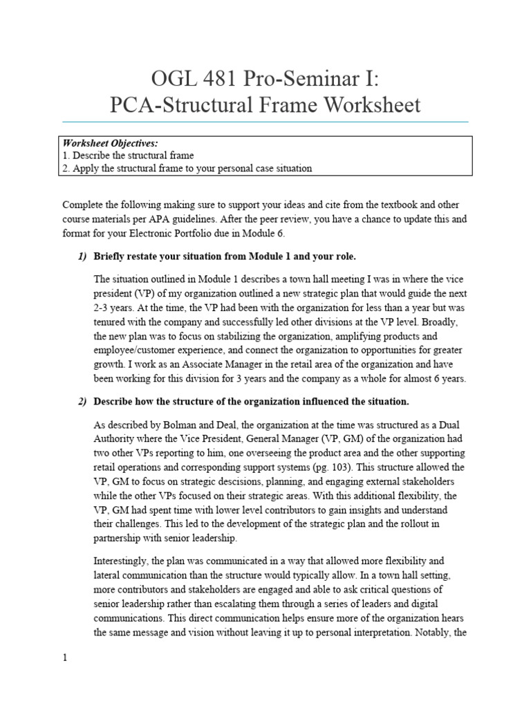 Structural Frame Analysis Worksheet | PDF | Leadership | Strategic Planning