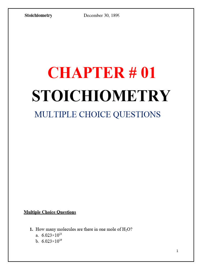01 Stoichiometry | Download Free PDF | Stoichiometry | Mole (Unit)