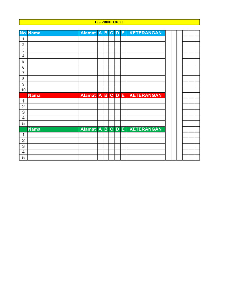 Tes Print Excel: Format dan Data | PDF | Metode & Bahan Ajar