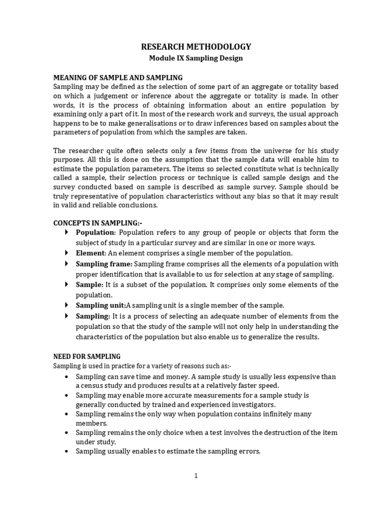 Module 9-Sampling Design | PDF | Sampling (Statistics) | Standard Deviation