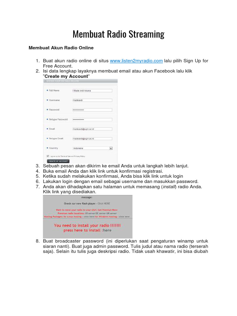 Cara Membuat Radio Streaming Online | PDF