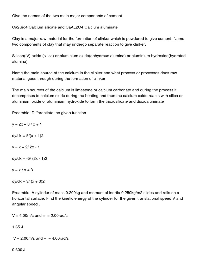 NSMQ Fundamentals | PDF | Oxide | Calcium