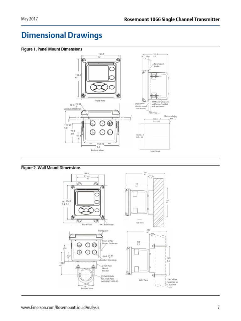 Rosemount 1066 Transmitter Dimensions | PDF | Pipe (Fluid Conveyance ...