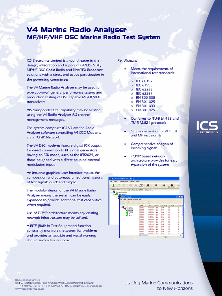 V4 Marine Radio Analyser Brochure | PDF | Radio | Telecommunications