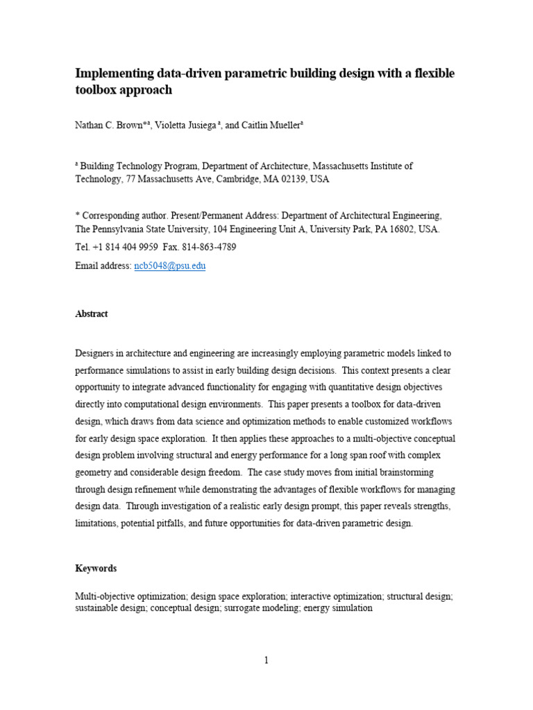 2020 Implementing Data-Driven Parametric Building Design With A Flexible | PDF | Conceptual ...