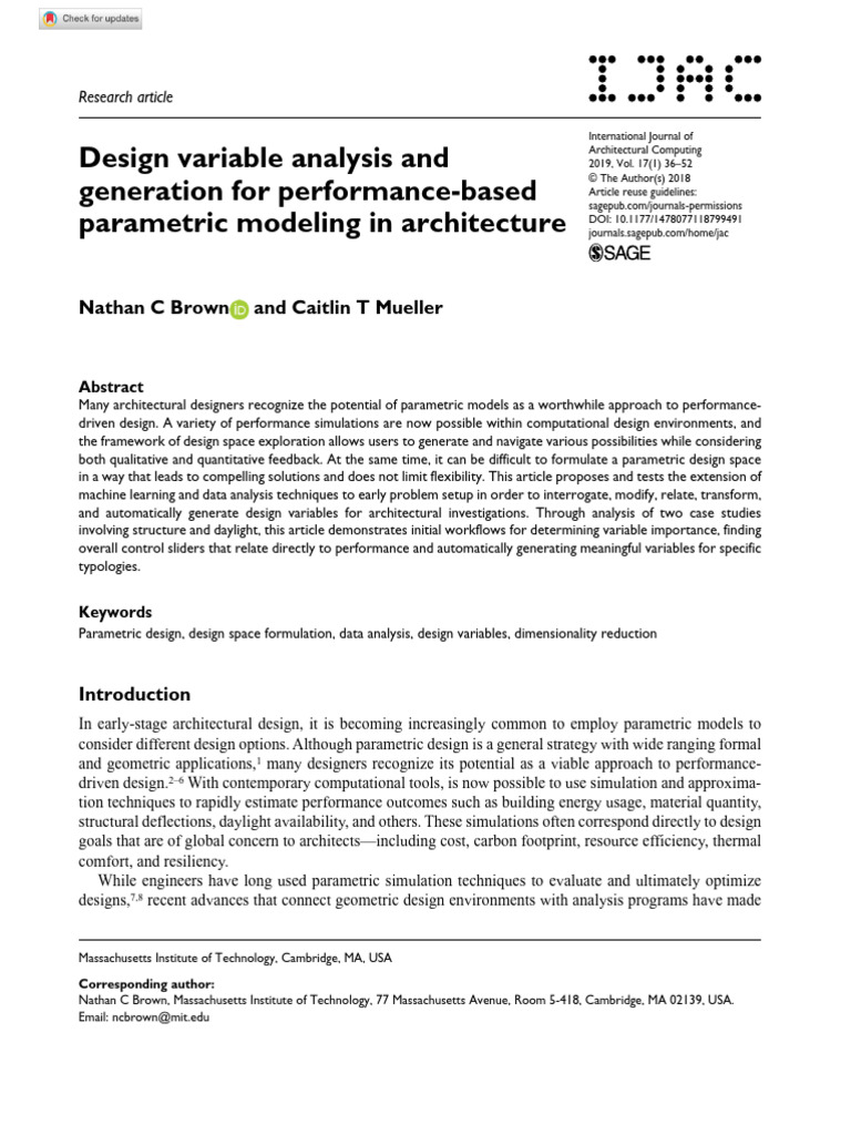2019 Design Variable Analysis And Generation For Performance Based Parametric Modeling In