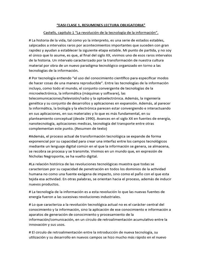 Easi Clase 1 | PDF | Tecnología de información y comunicaciones | Sociedad