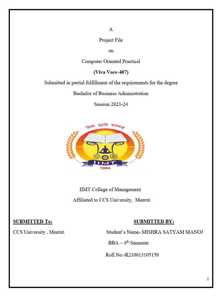 Computer Oriented Practical (407) - Format | PDF