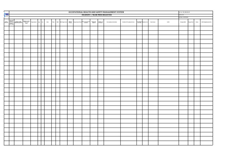 Incident and Near Miss Register Template | PDF