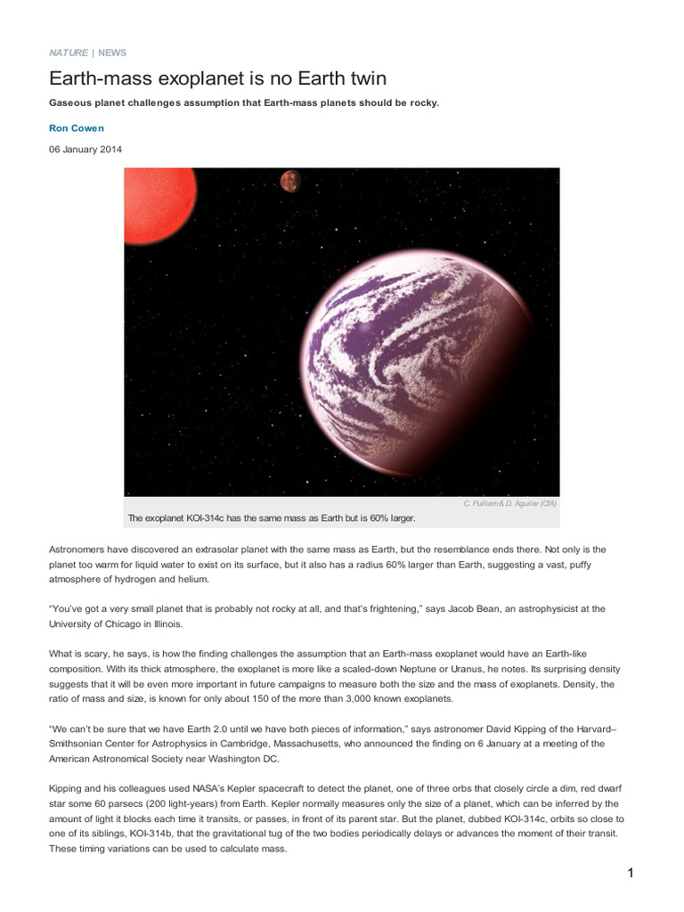 Earth-Mass Exoplanet KOI-314c Discovered | PDF | Exoplanet | Planets