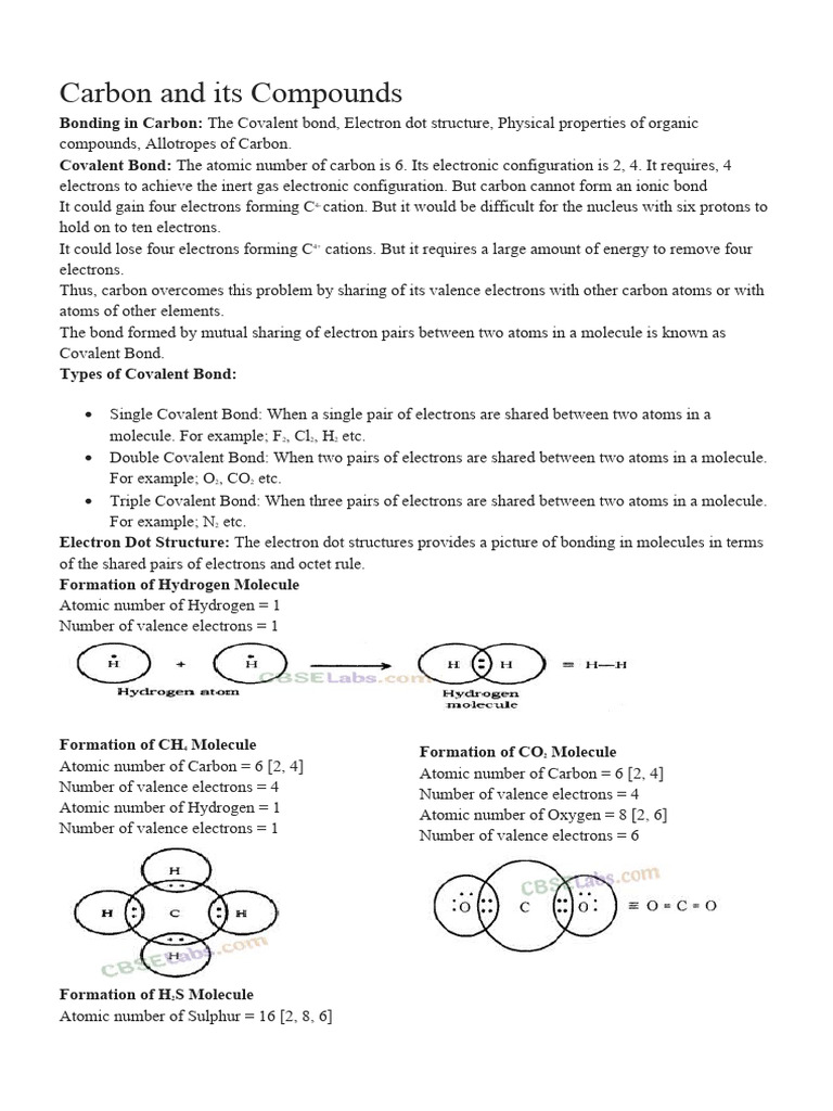 Carbon and Its Compounds | PDF | Alkene | Chemical Bond