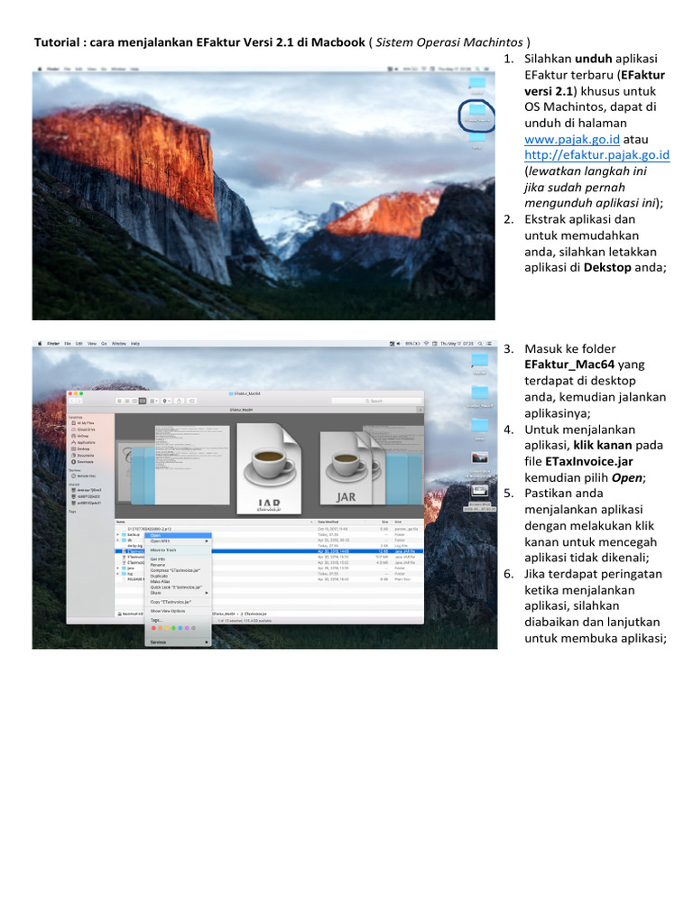 Tutorial Cara Menjalankan EFaktur Di Macbook | PDF