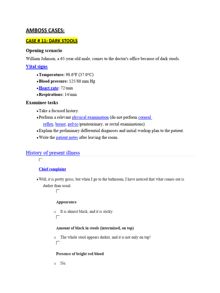 AMBOSS CASES - Altered Bowel Habits | PDF | Clinical Medicine ...