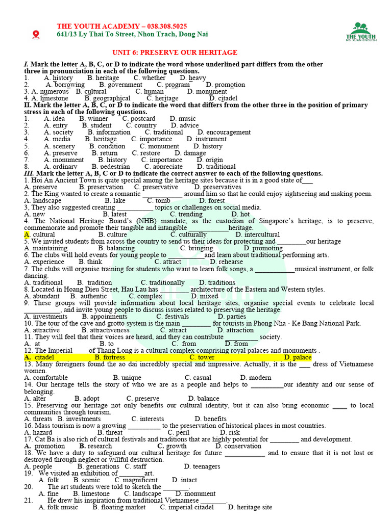 Unit 6 Preserve Our Heritage | PDF | Cultural Heritage