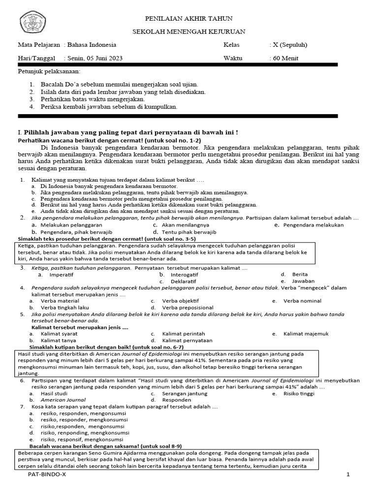 Bindo KLS X Ok | PDF | Seni & Disiplin Bahasa