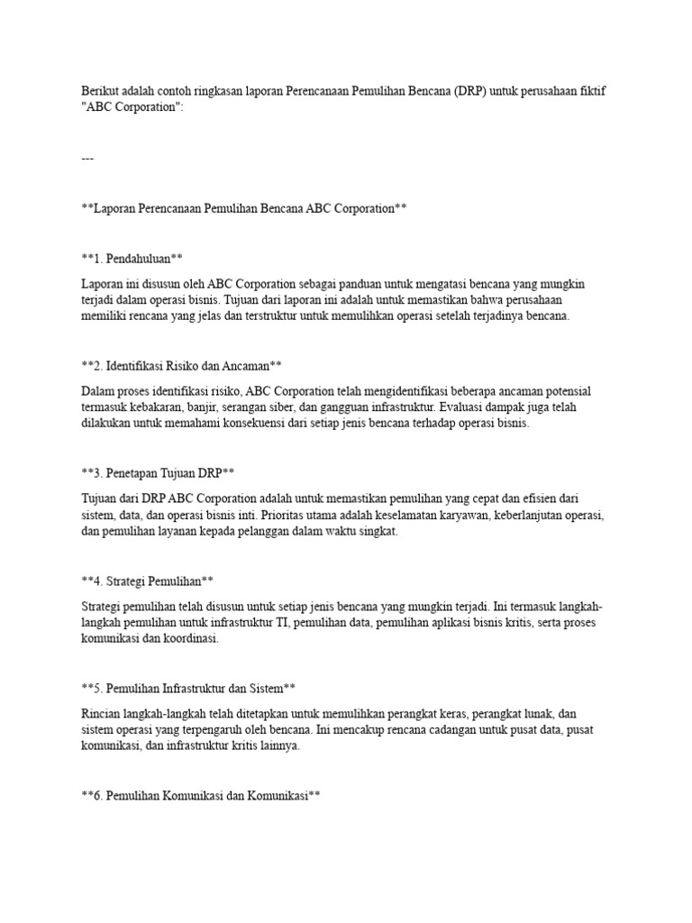 contoh laporan DRP | PDF