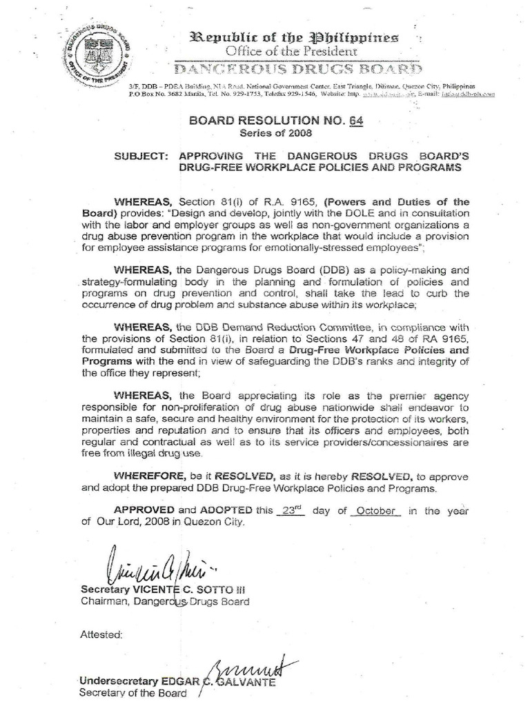 DDB Drug Free Workplace Policies Progs | PDF