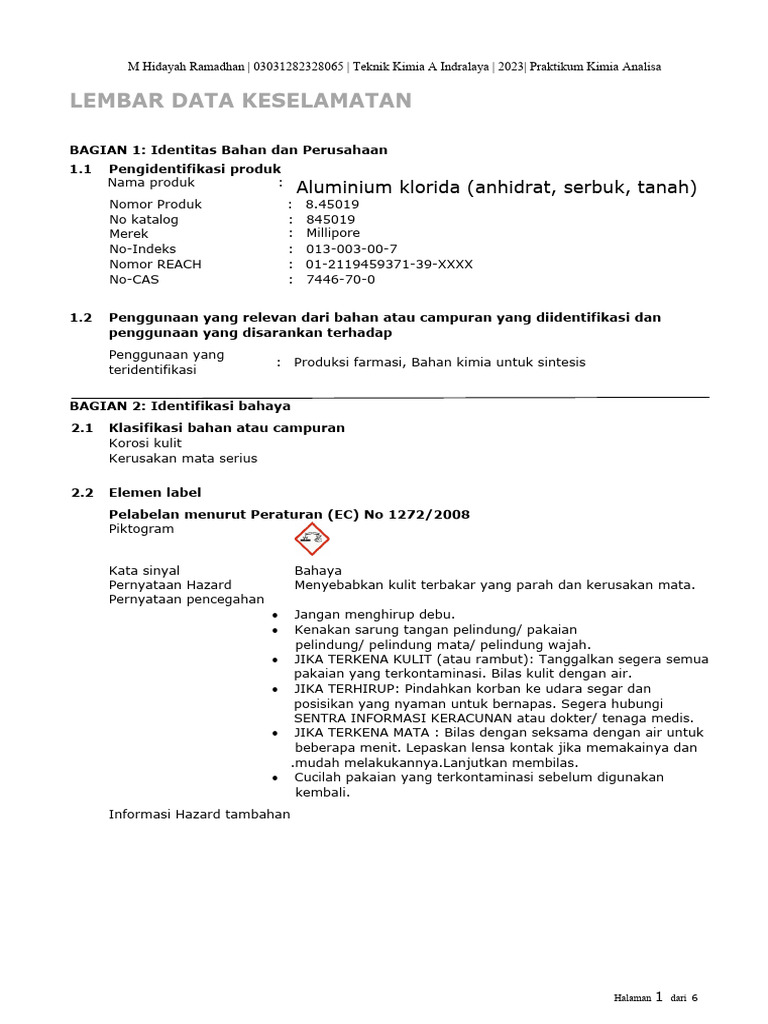 Msds Fiks | PDF | Sains & Matematika
