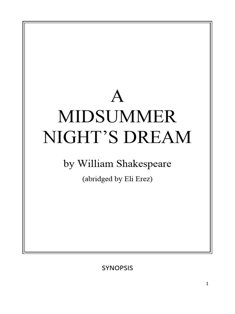 A Midsummer Nights Dream Edited Script 2024 (1) | PDF | A Midsummer ...