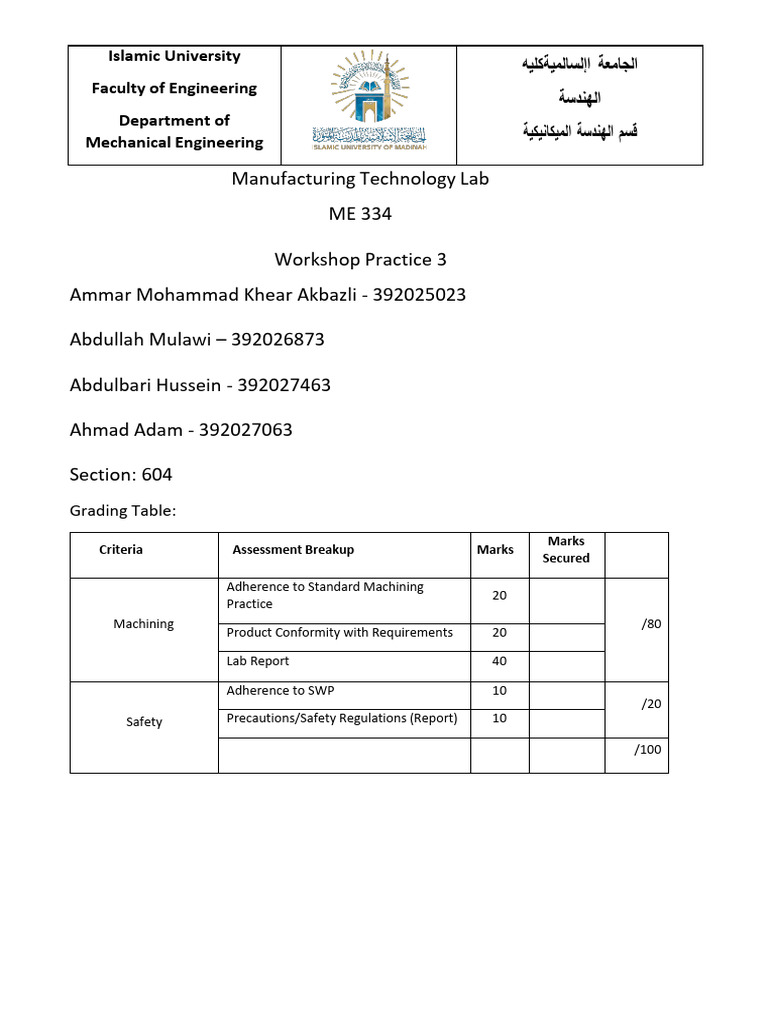 Lab Report Drilling - Group 2 | PDF | Drill | Drilling