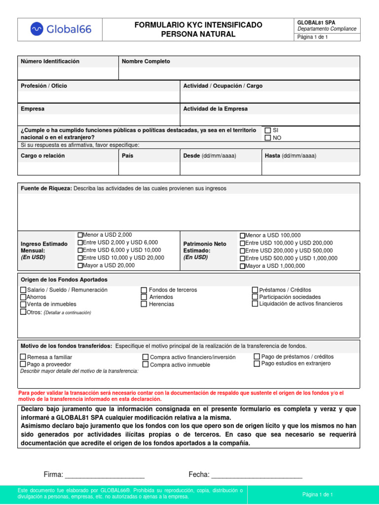 Formulario KYC - Individual - Global | PDF | Economias