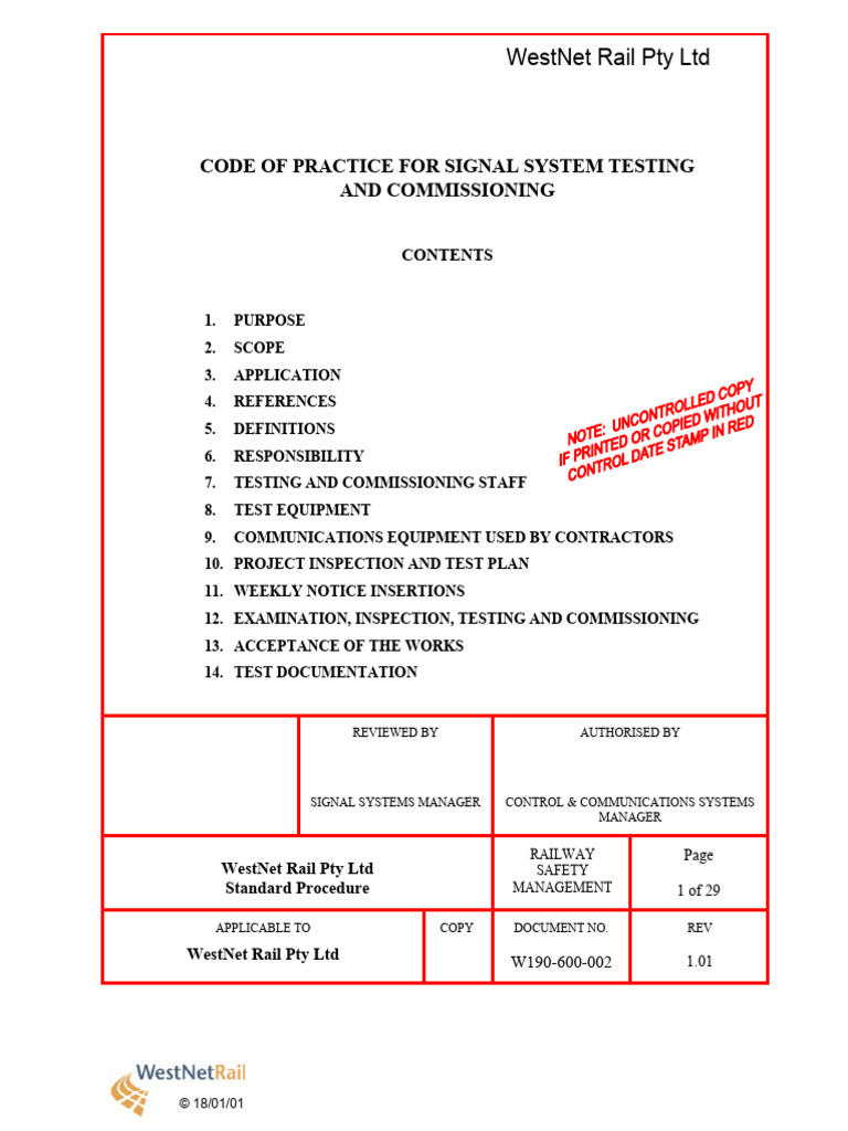 Signal System Testing Code of Practice | PDF | Quality Assurance | Engineer