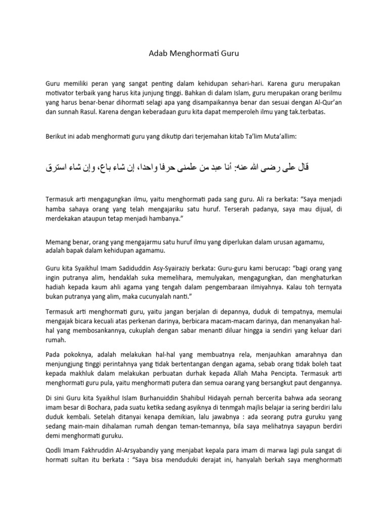 Adab Menghormati Guru dalam Islam | PDF | Agama & Spiritualitas