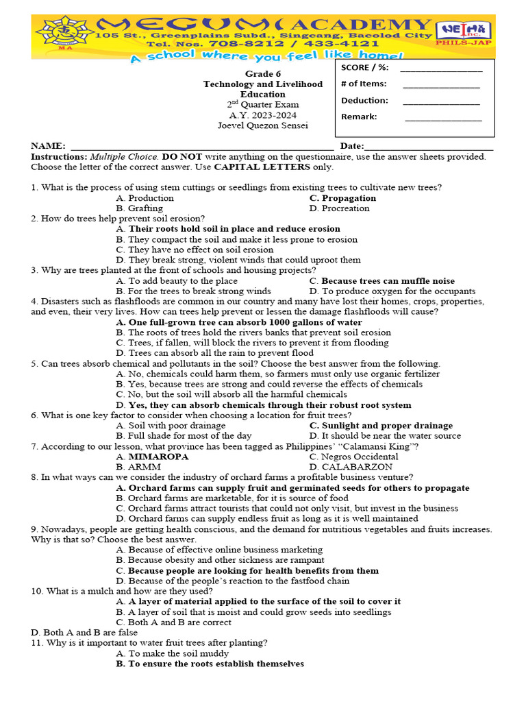 06 TLE 2QA ansketQA | PDF | Grafting | Trees