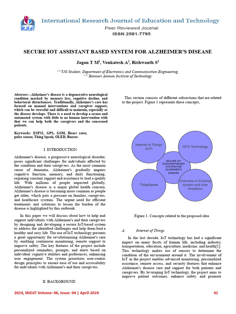 IoT System for Alzheimer's Care Support | PDF | Internet Of Things ...