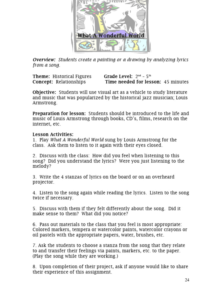 Lesson Plan - What A Wonderful World | Download Free PDF | Drawing ...