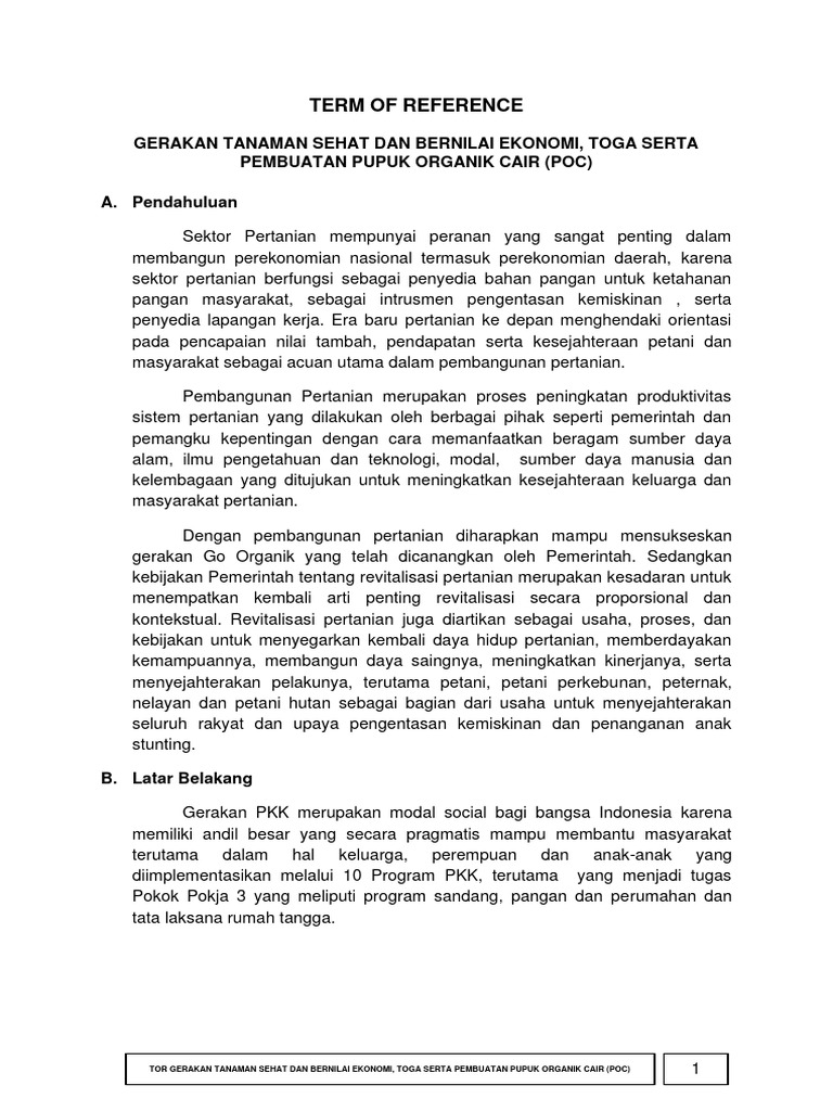 Tor Gerakan Tanaman Sehat Dan Bernilai Ekonomi, Toga Serta Pembuatan Pupuk Organik Cair (Poc) | PDF