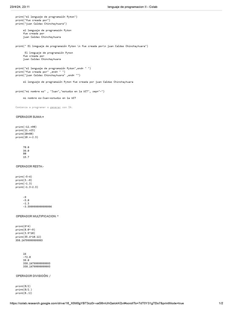 Lenguaje de Programacion II - Colab (ACTIVIDAD 03) | PDF | Programación de computadoras ...