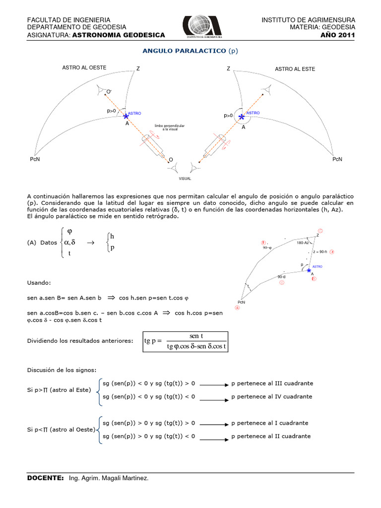 Cálculo de Ángulos en Astronomía Geodésica | PDF | Geofísica | Astronomía
