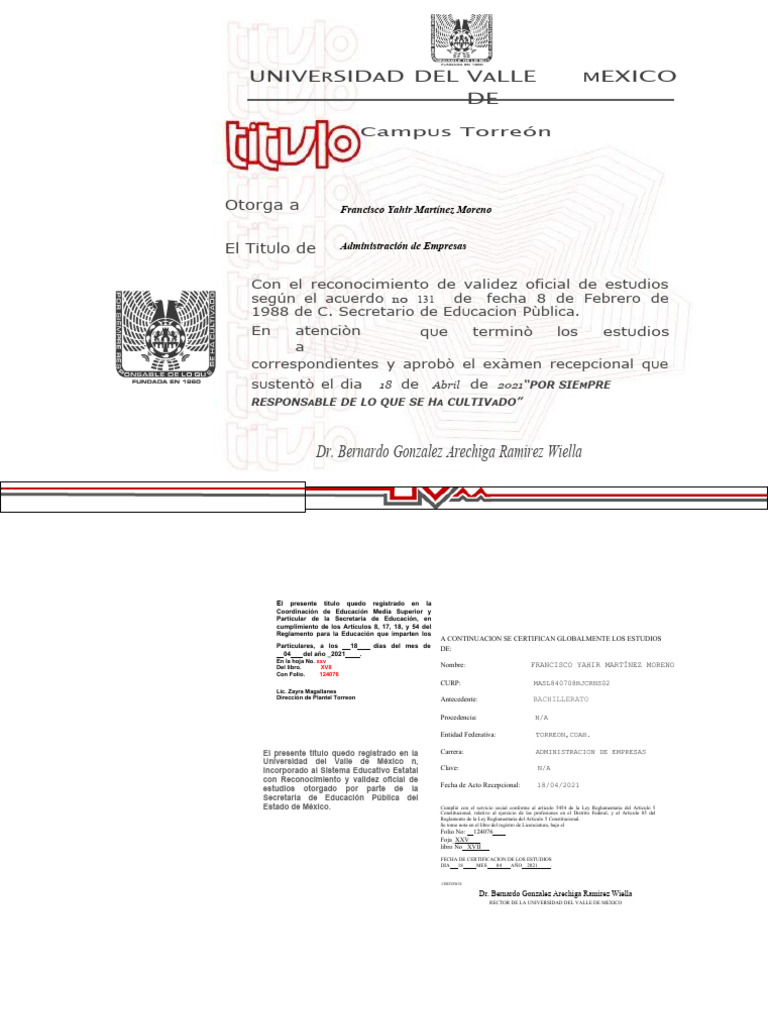 Titulo Uvm | PDF | Gobierno