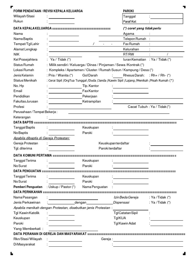 Form Pendataan Umat Manual | PDF