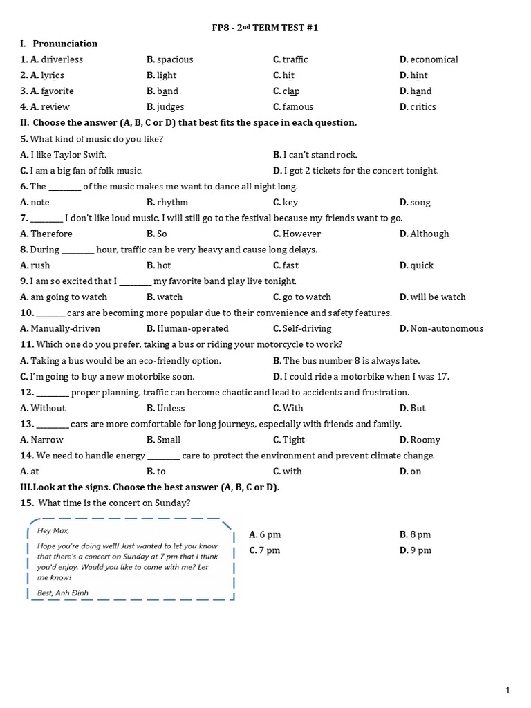 1 bản - FP7 - 2nd END TERM TESTS (2 TESTS) | PDF | Baggage