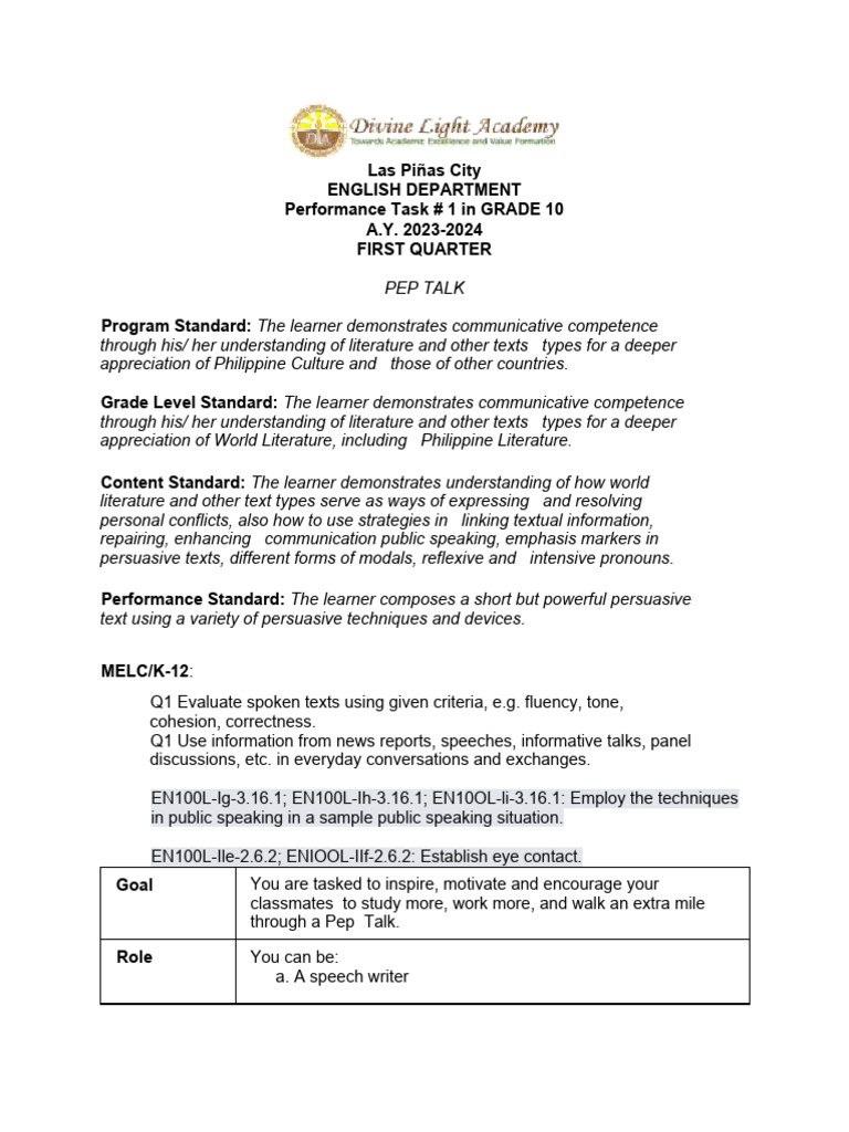 PEPTALK ORAL COMM PT2 | PDF | Public Speaking | Learning