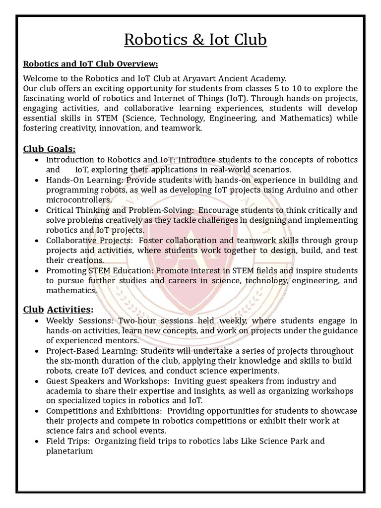 SYLLABUS | PDF | Internet Of Things | Robotics