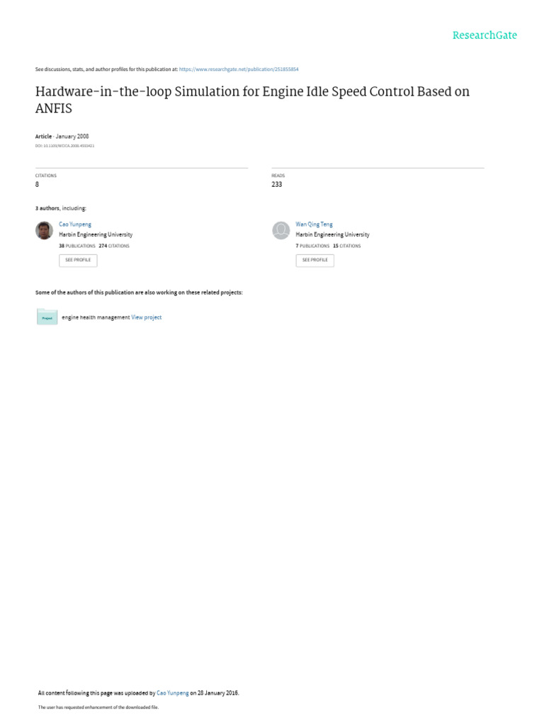 Hardware In The Loop Simulation For Engine Idle Speed Control Based On