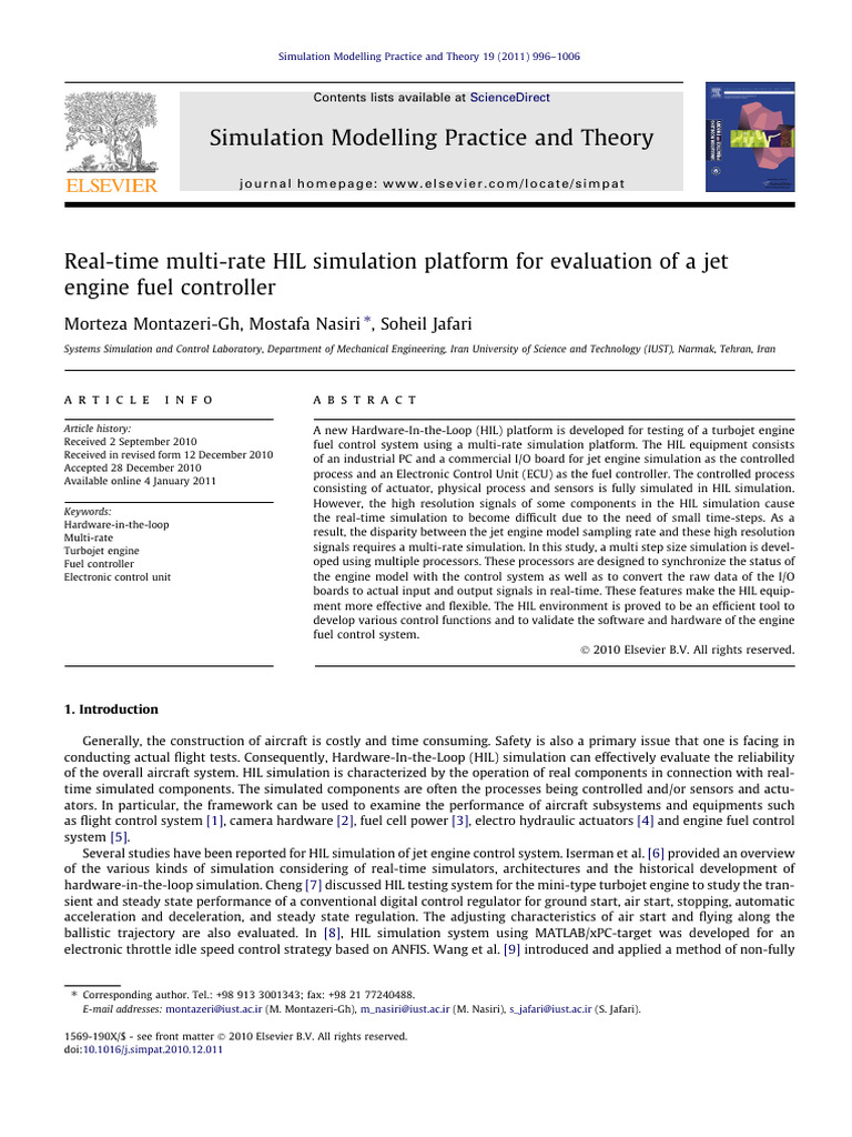 Real-Time Multi-Rate HIL Simulation Platform For Evaluation of A Jet Engine Fuel Controller ...