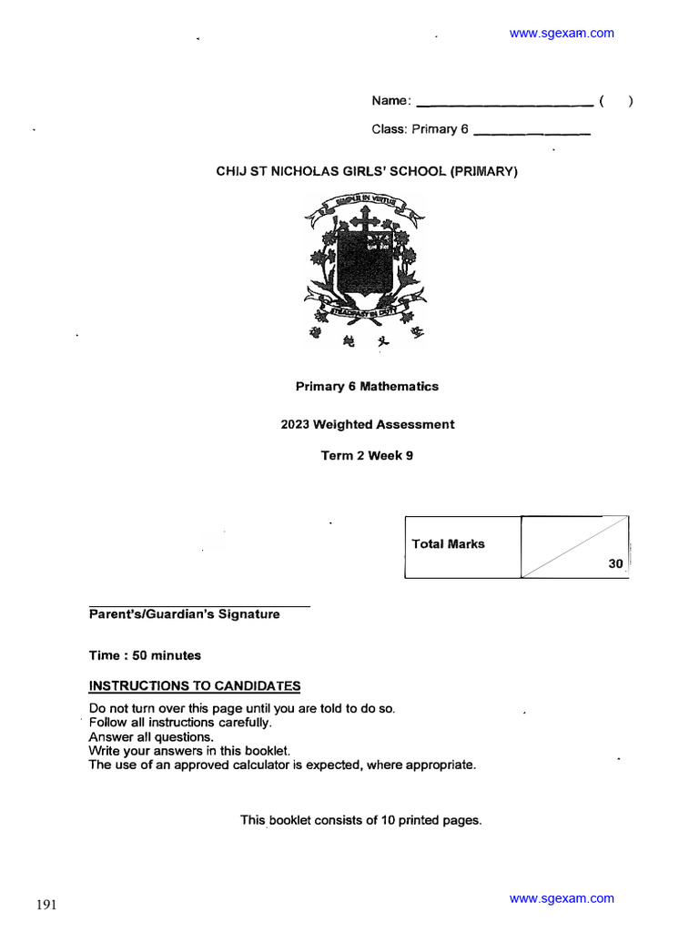 2023 P6 Maths Weighted Assessment 2 ST Nicholas | PDF