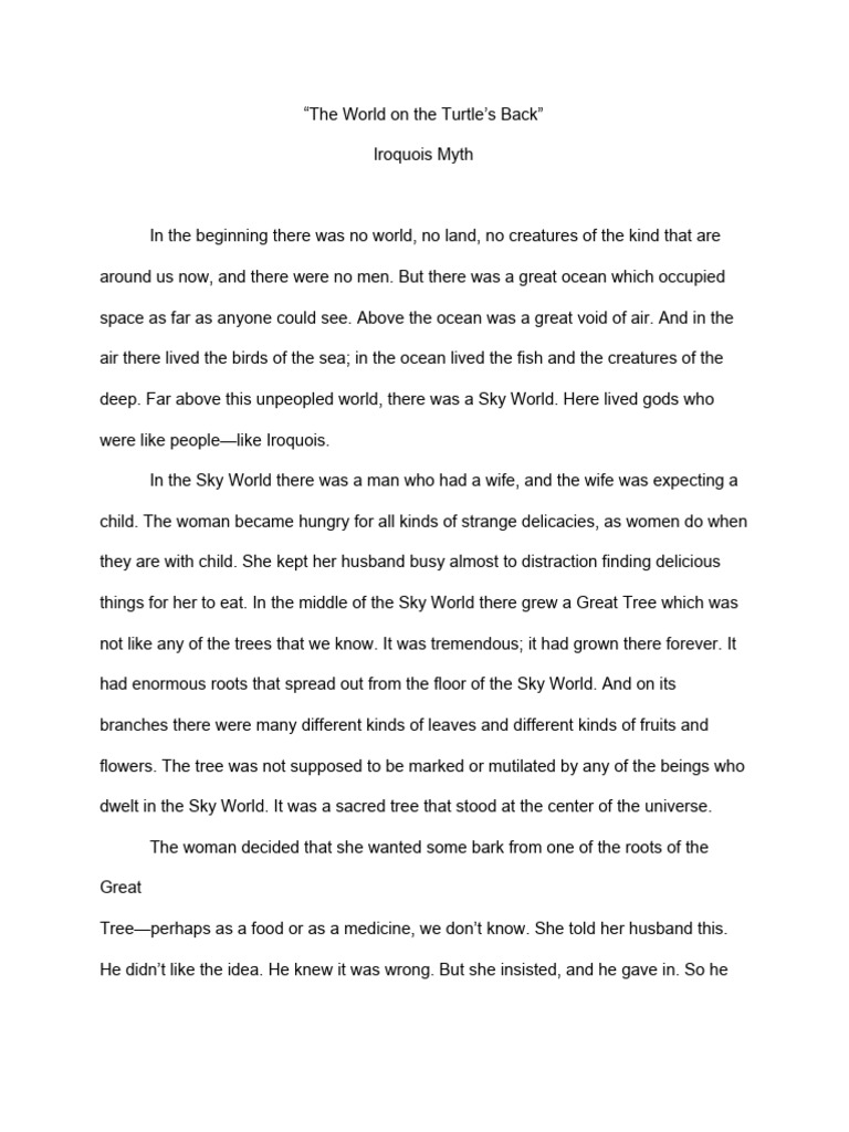 1 The World On The Turtles Back by The Iroquois | PDF | Sea | Turtle
