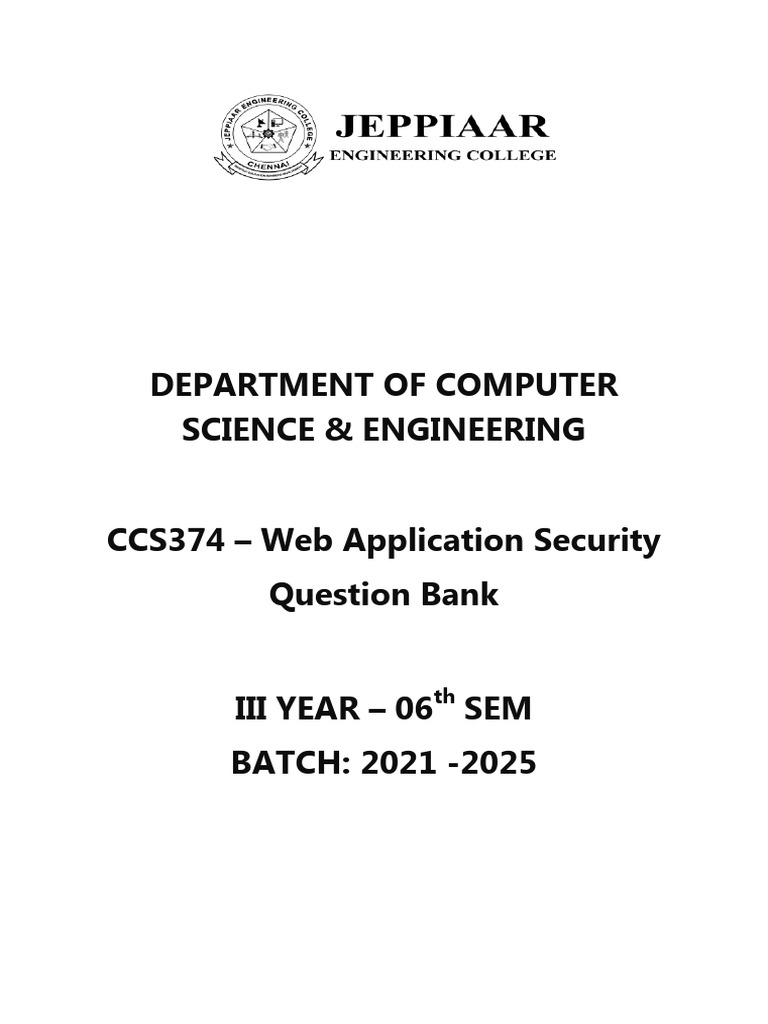 Ccs374 Web Application Security Pdf Security Computer Security 