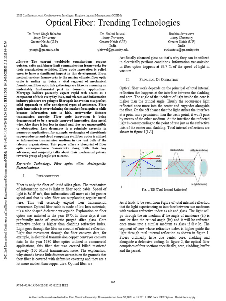 Fiberoptic Trending Technology | PDF | Optical Fiber | Transmission Medium