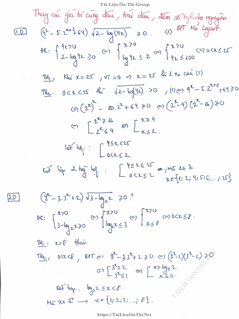 B6 - Viet tay Thay các giá trị cùng dấu trái dấu đếm số nghiệm nguyên ...
