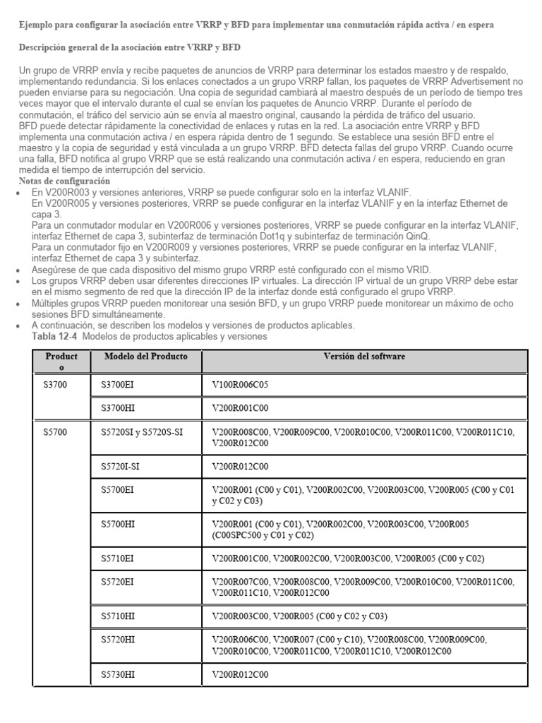 VRRP CON BFD Español | PDF | Conmutador de red | Protocolos de internet