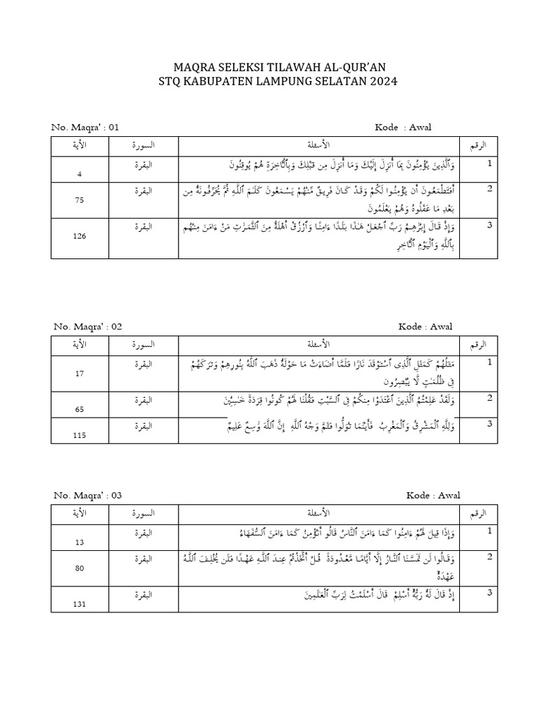 MAQRA MHQ 1 JUZ Awal 2024 | PDF