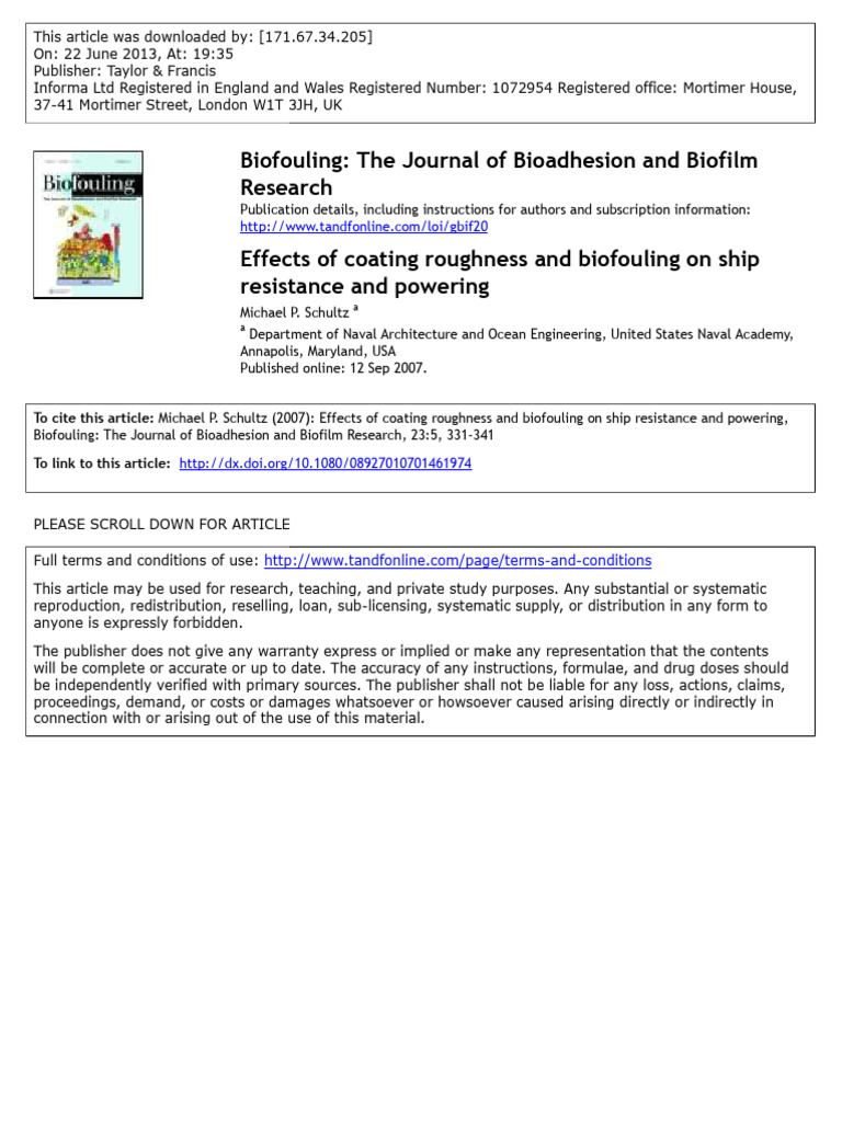 Biofouling: The Journal of Bioadhesion and Biofilm Research Effects of Coating Roughness and ...