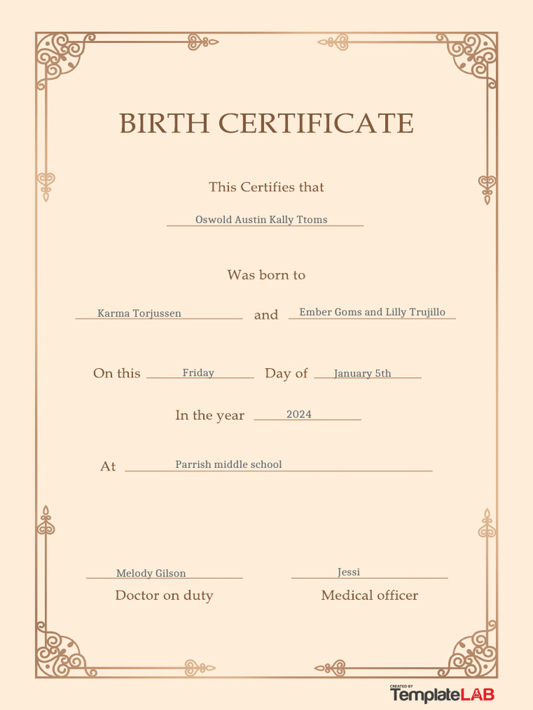 Oswold Ttoms Birth Certificate | PDF