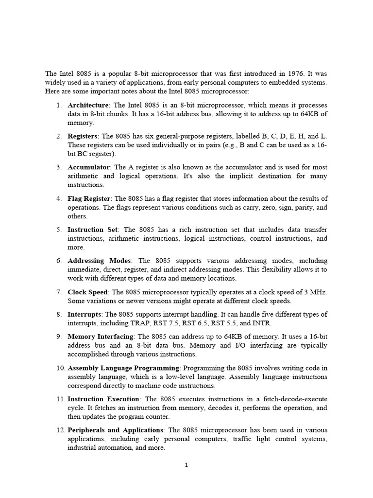 Intel 8085 | PDF | Assembly Language | Central Processing Unit